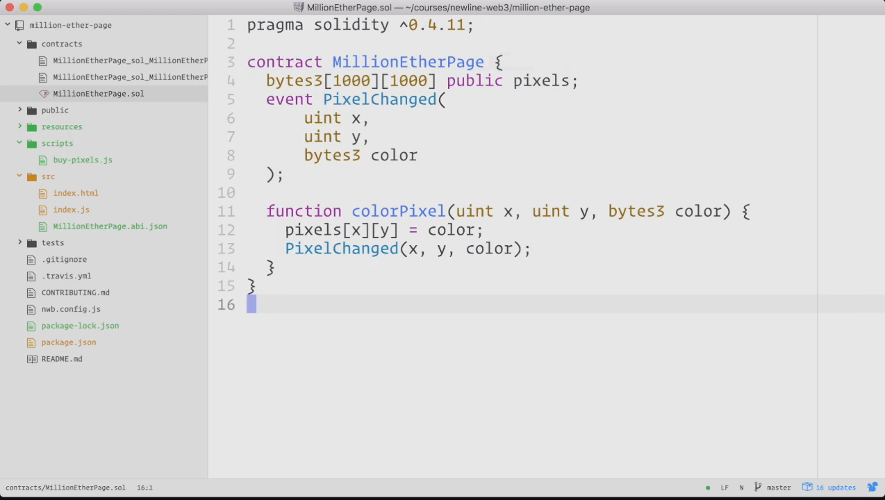 Pixel bidding and structs - Million Ether Homepage - 3.3 | newline
