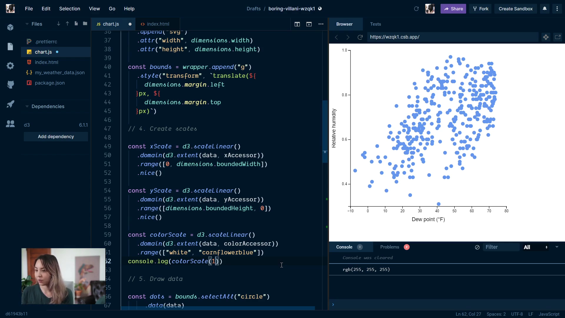 Extra credit: adding a color scale - Fullstack D3 Masterclass - 2.1