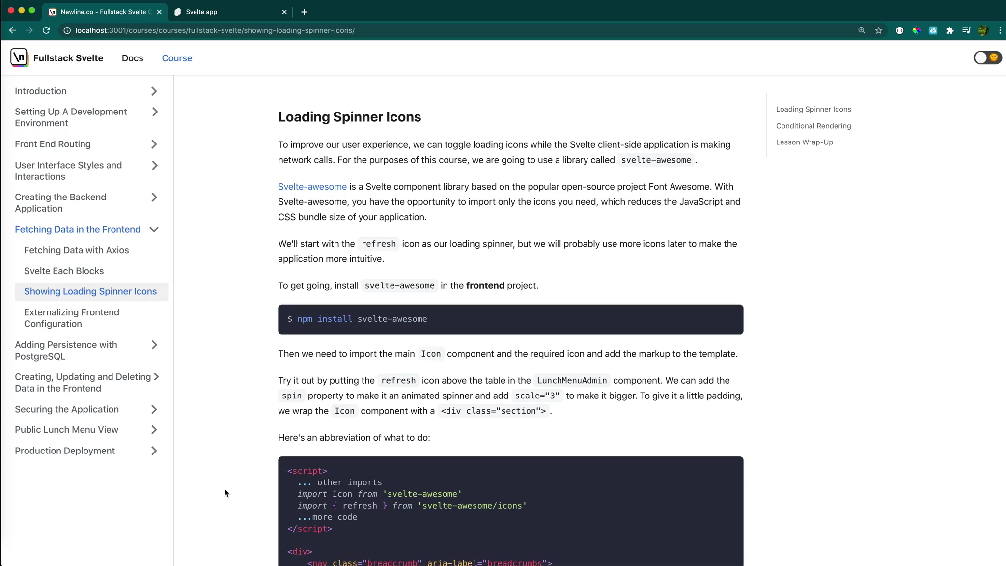Using Svelte to Show and Hide Loading Spinner Icons - Fullstack Svelte Using Svelte to Show and Hide Loading Spinner Icons - Fullstack Svelte