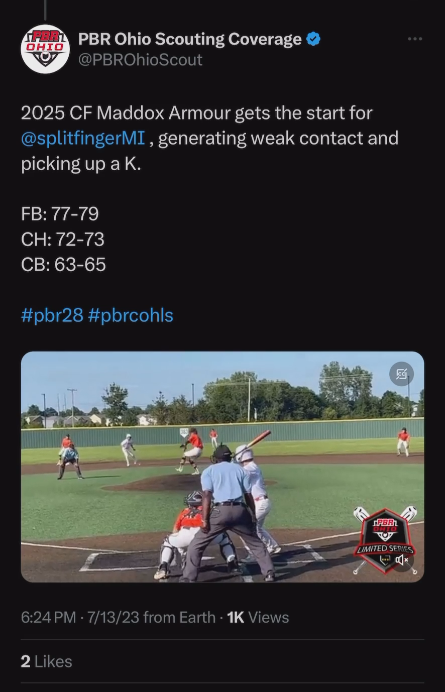 Watch "PBR Ohio Limited Series - pitching" - Maddox Armour's Baseball ...