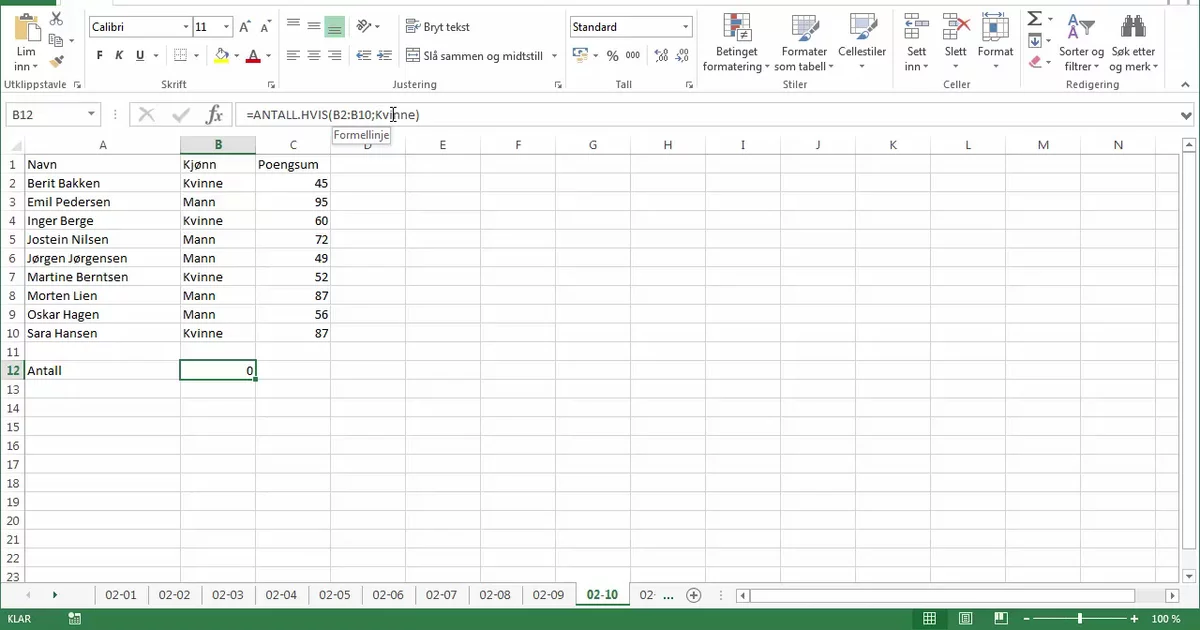 Slik teller du rader med ANTALL.HVIS i Excel | Utdannet.no