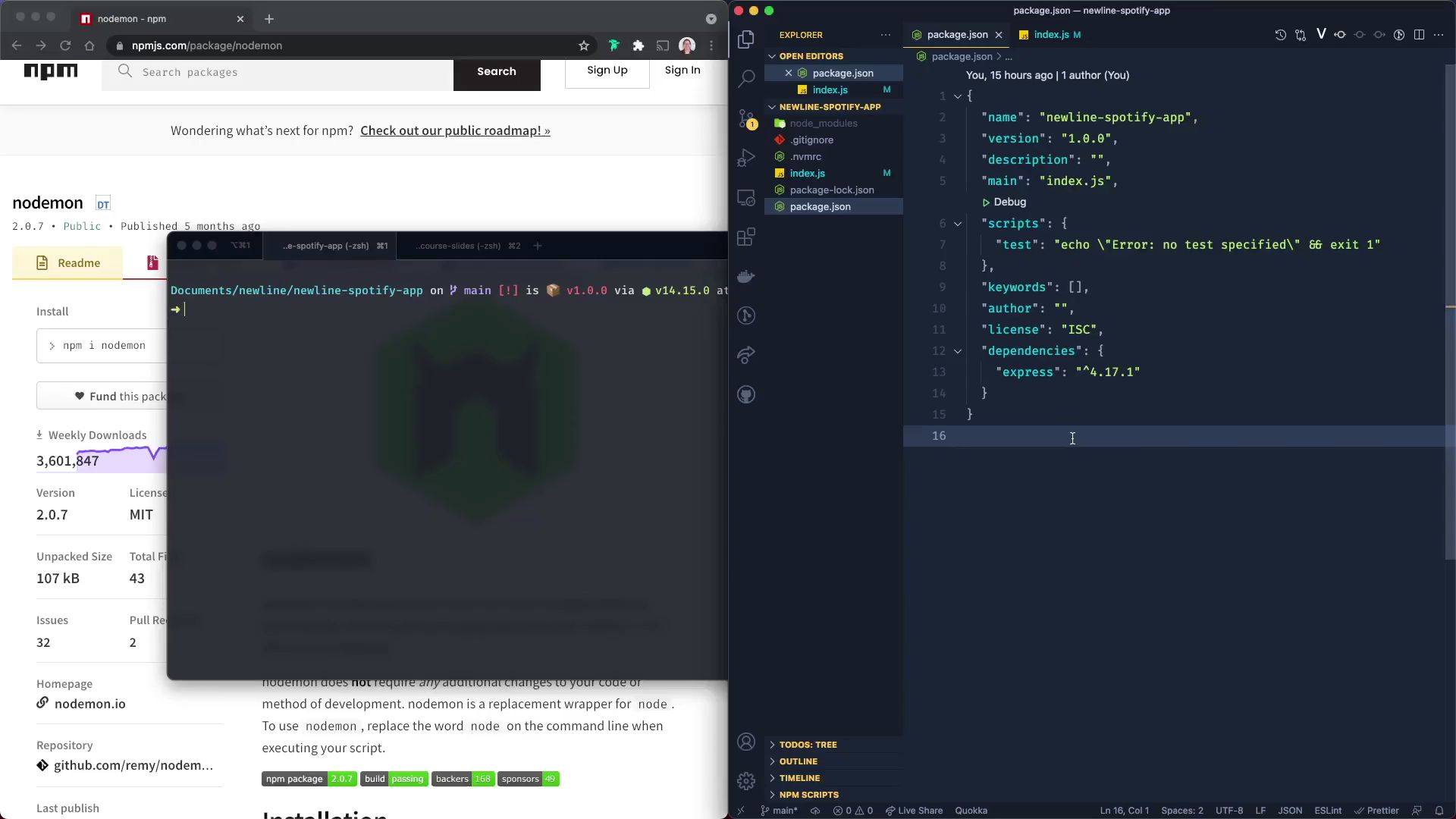 Add Nodemon To An Express App To Restart Node Automatically Newline 4479