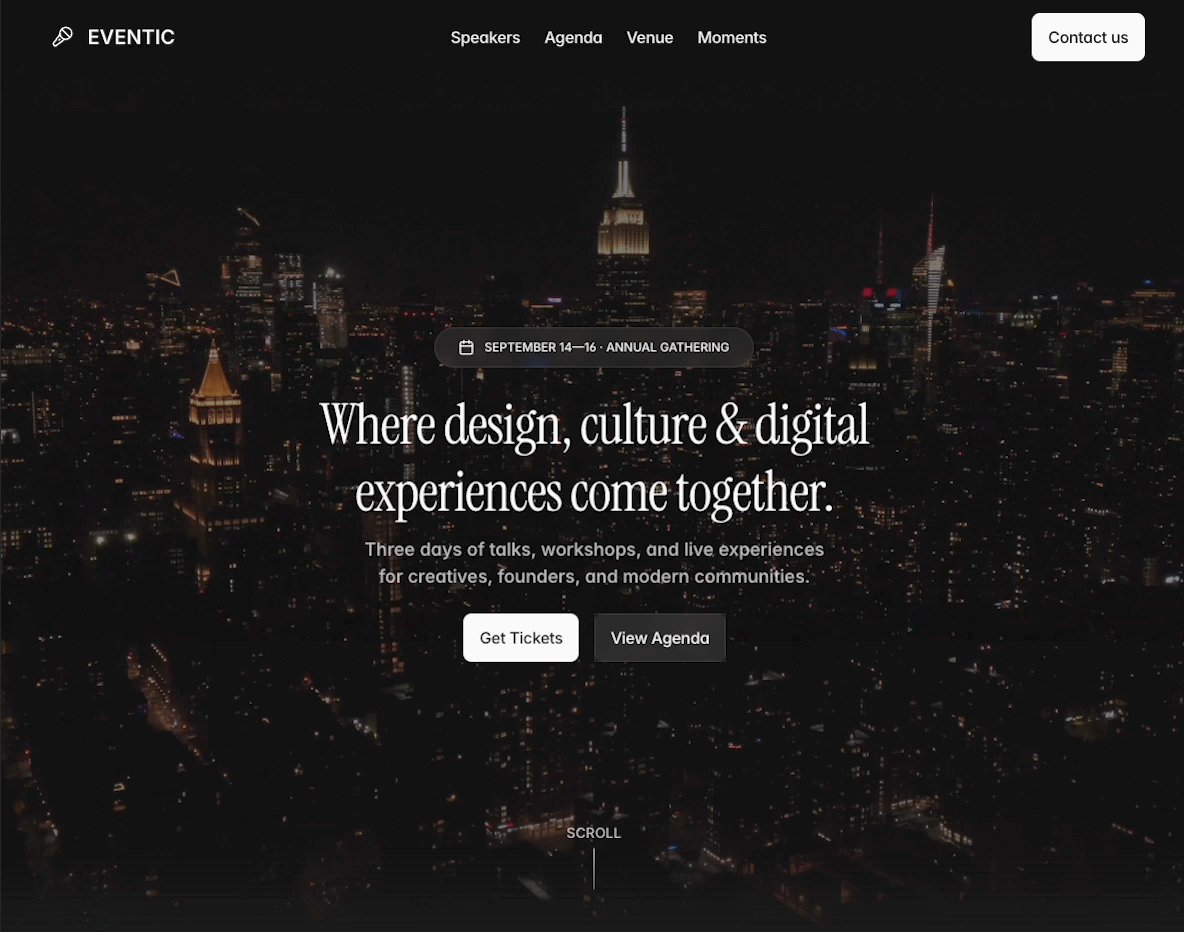 Eventic: Free Agency Website Template by Avesh Mishra — Framer Marketplace