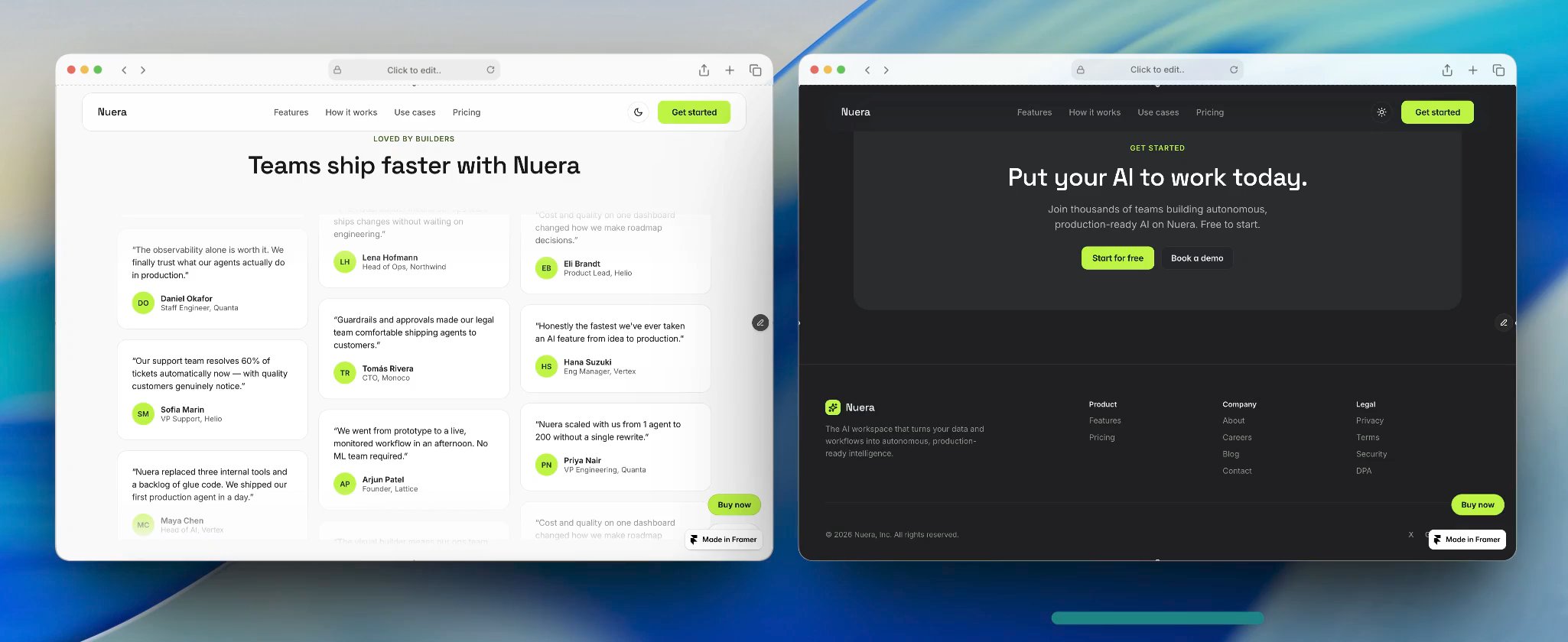 Nuera: Responsive Agency Website Template by Khakan Hayder — Framer ...